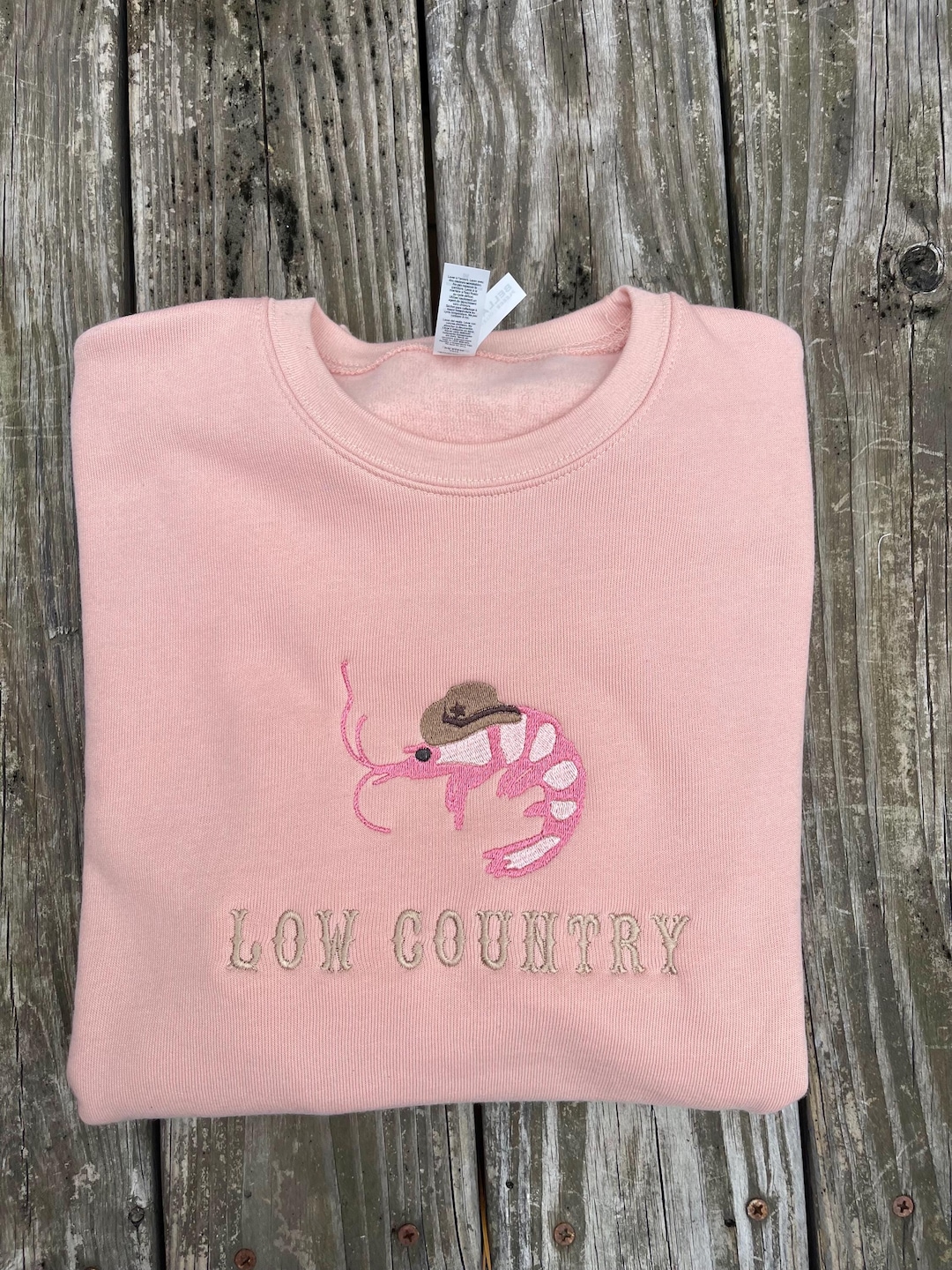 Low Country Shrimp With Cowboy Hat Crewneck (embroidered) - Etsy