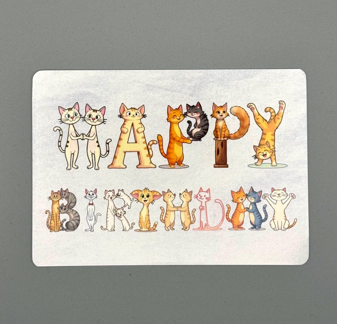 Animal Cat Birthday Card High-quality Postcard With Funny Cat Letters ...