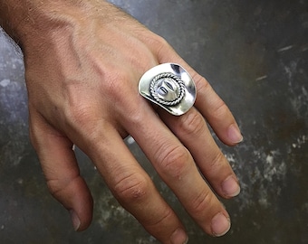 Sterling Silver Cowboy Hat Ring - Etsy