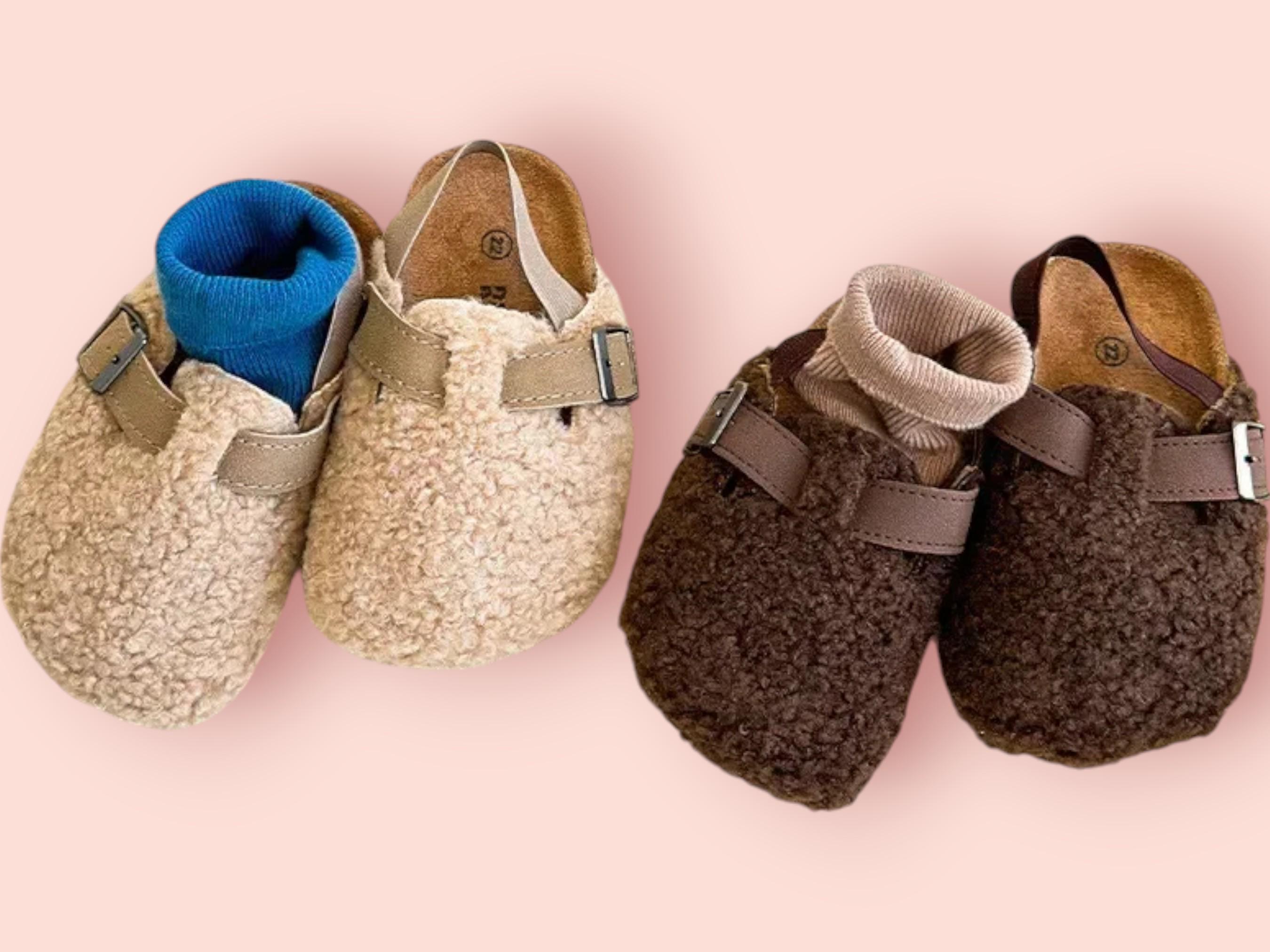 Children's Fleece Clogs Elastic Plush Slippers for Baby Boys & Girls ...