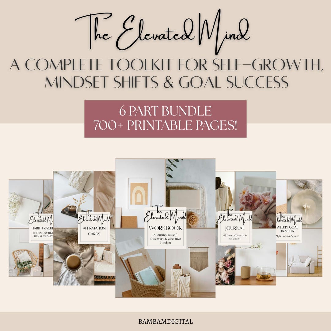 Elevated Mind Printable Bundle | Self-improvement Workbook, Daily ...
