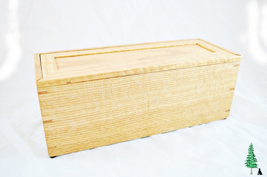 Slide Top Wood Box - Quarter-sawn Red Oak | Pegs & Jokers Storage Box ...