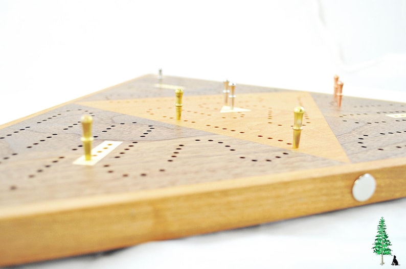 Triangle 3 Player Race Cribbage Board - Black Walnut & Black Cherry ...