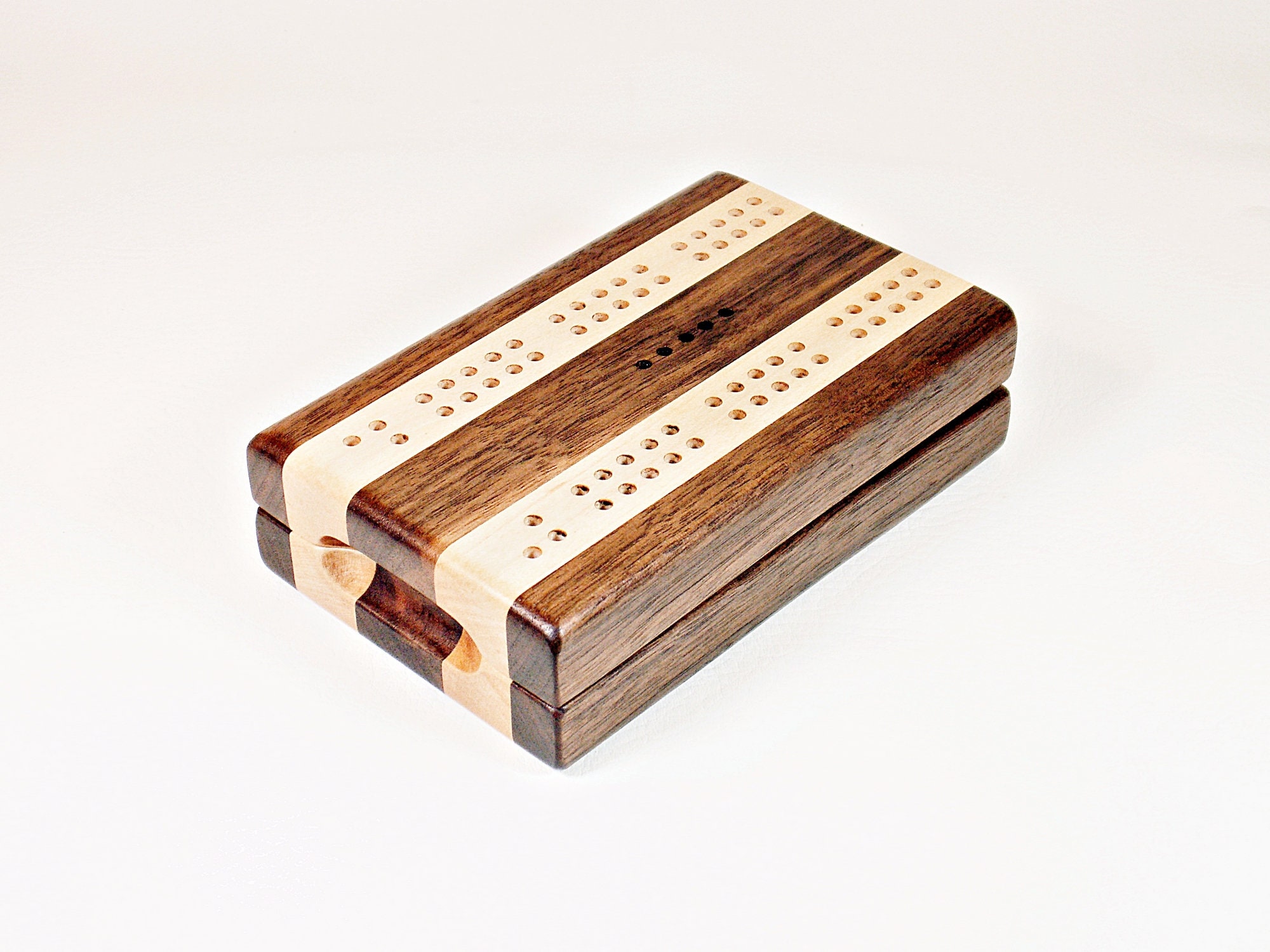 Wood Cribbage Board - Black Walnut & Maple - 2 Player | Travel Cribbage ...