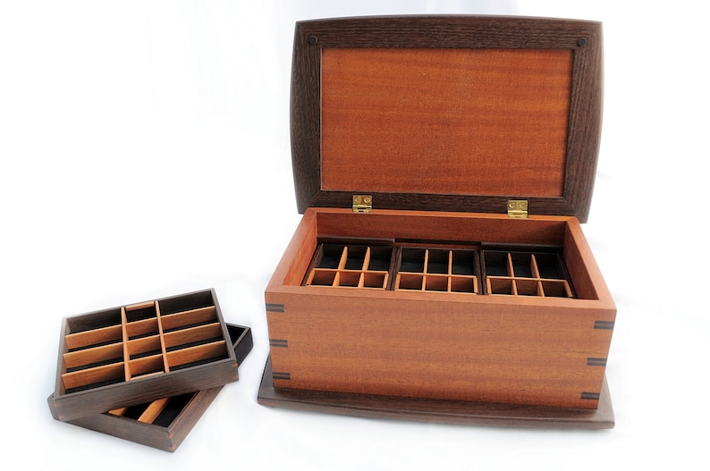 Trillium Jewelry Box - Khaya & Peruvian Walnut | Hand-made Jewelry Box ...