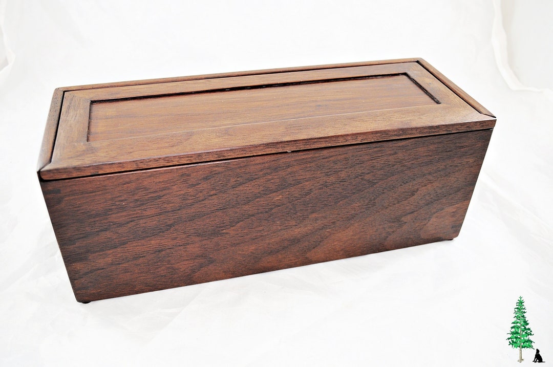 Slide Top Wood Box - Peruvian Walnut | Pegs & Jokers Storage Box ...