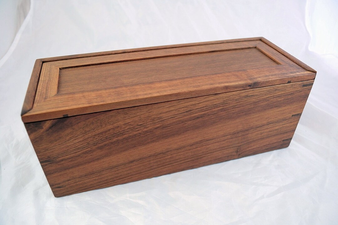 Slide Top Wood Box - Black Walnut | Pegs & Jokers Storage Box ...