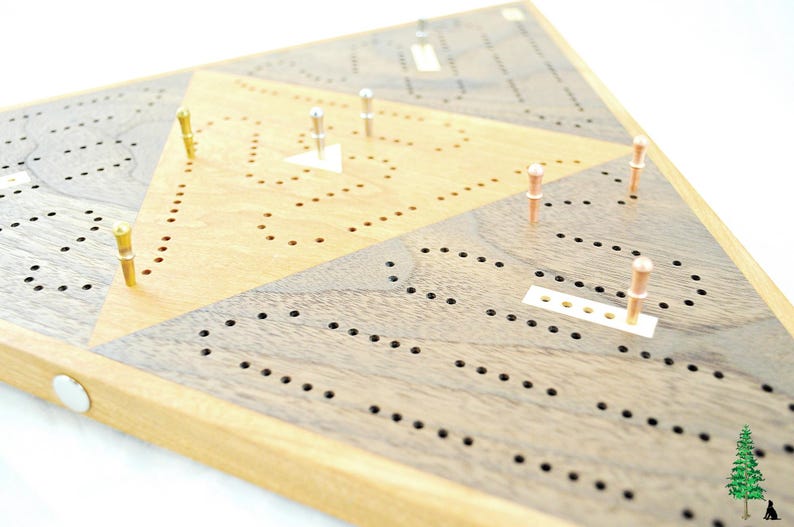 Triangle 3 Player Race Cribbage Board - Black Walnut & Black Cherry ...