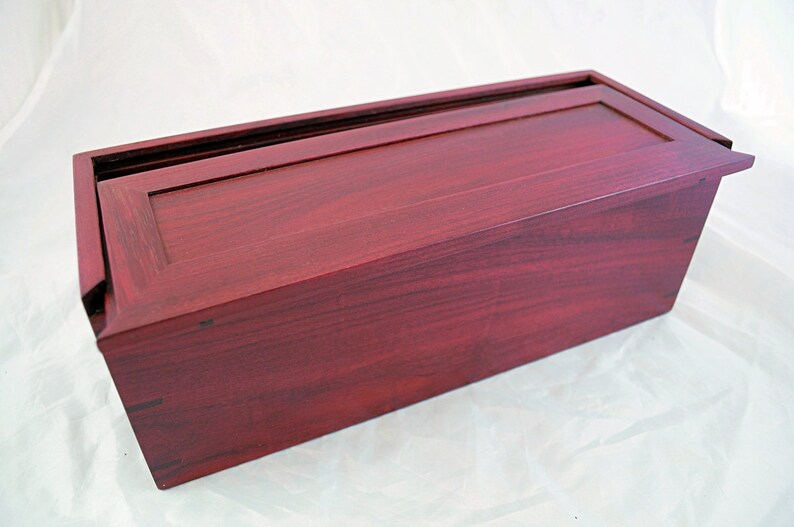 Slide Top Wood Box Purpleheart Pegs & Jokers Storage Box - Etsy