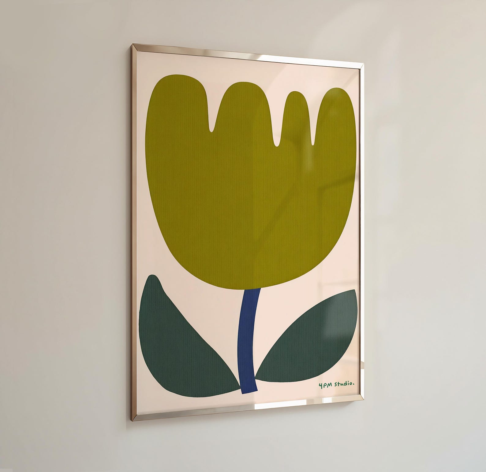 Green Tulip Prints, Digital Download, Pastel Drawing, Minimal Design ...