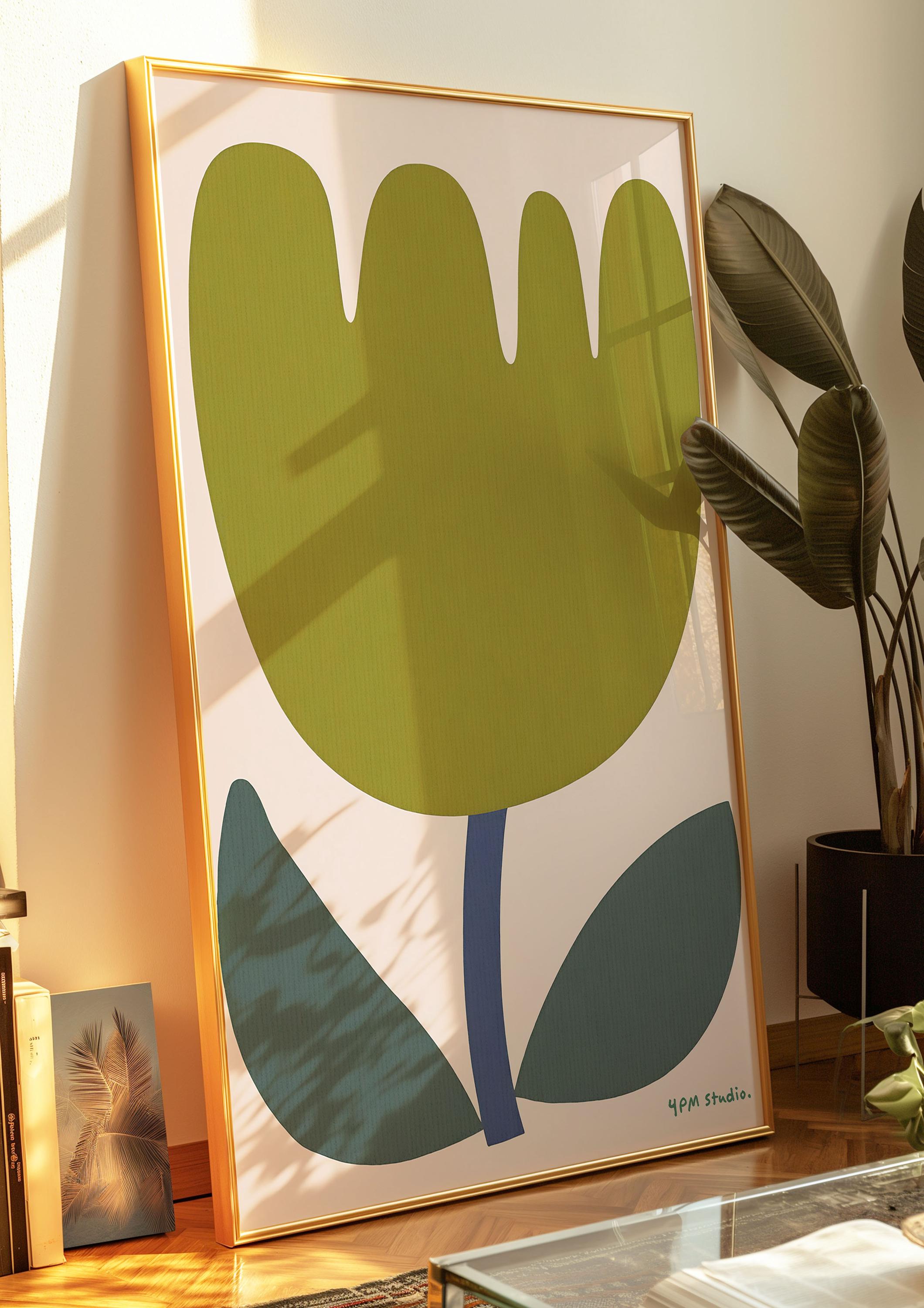 Green Tulip Prints, Digital Download, Pastel Drawing, Minimal Design ...