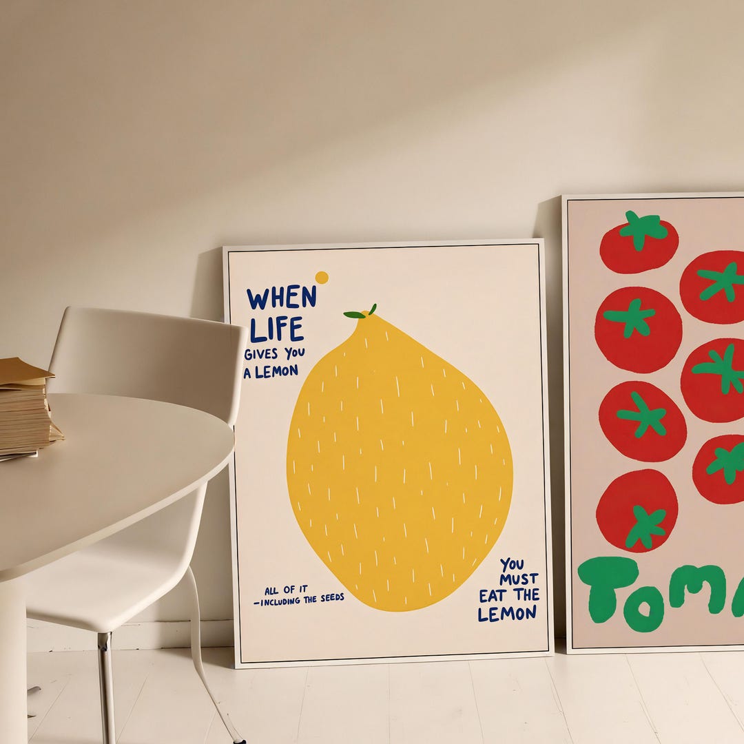 When Life Gives You a Lemon Prints, Digital Download, Citrus Painting ...