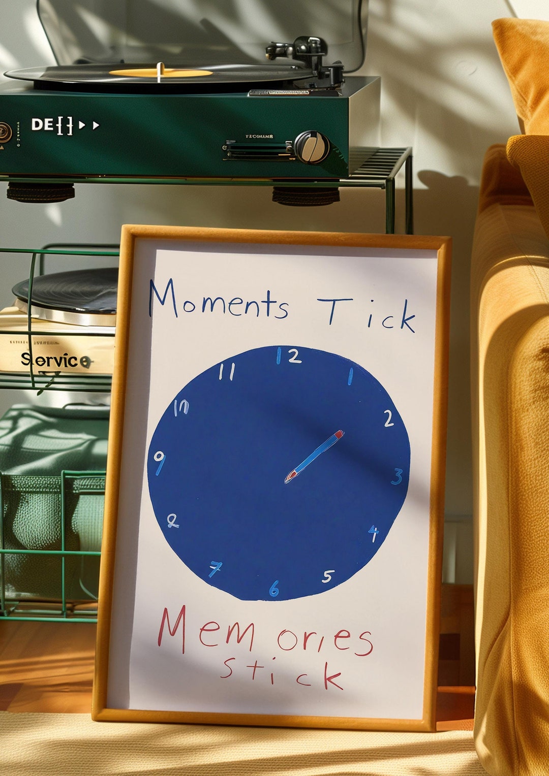 Clock Ticking Prints, Digital Download, Pastel Drawing, Minimal Design ...