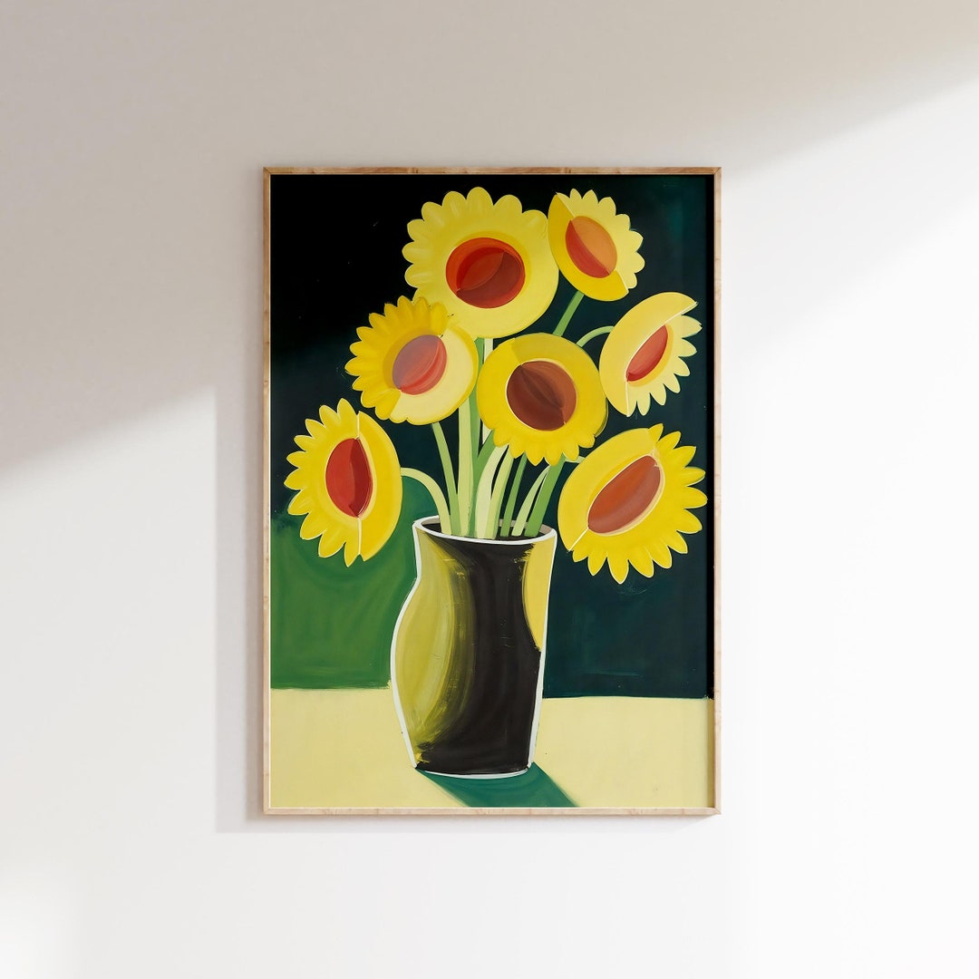 Sunny Sunflowers Prints, Digital Download, Oil Painting, Van Gogh, Wall ...