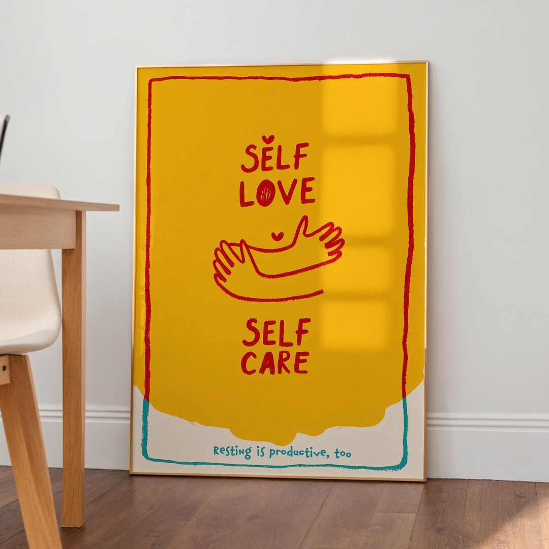 Self Care Self Love Prints, Digital Download, Pastel Drawing, Minimal ...