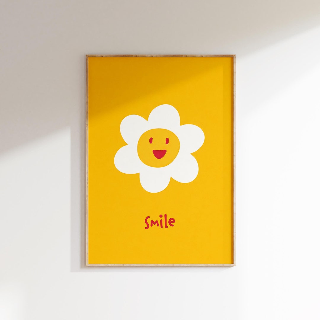 Big Smile Print, Digital Download, Pastel Drawing, Minimal Design, Wall ...