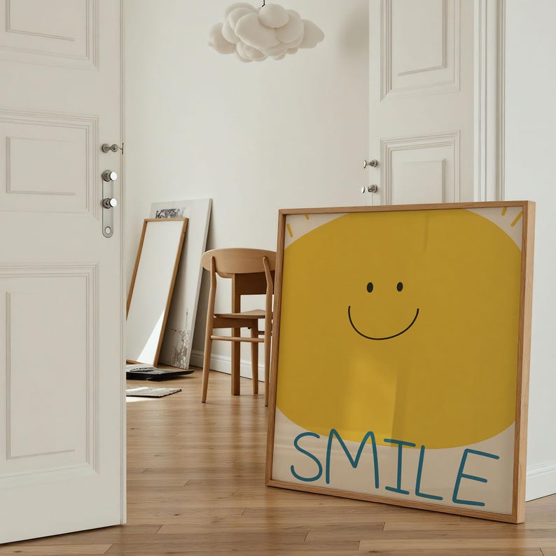 Smile Big Prints, Digital Download, Square Print, Pastel Drawing ...