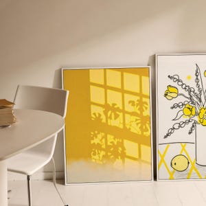 Yellow Light Prints, Digital Download, Home Decor, Pastel Drawing ...