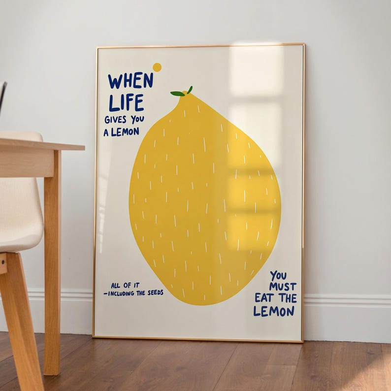 When Life Gives You a Lemon Prints, Digital Download, Citrus Painting ...