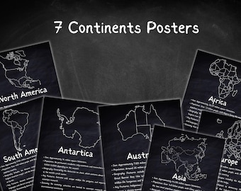 7 Continents Educational Posters - Classroom Decor for Social Studies ...