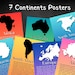 7 Continents Educational Posters - Classroom Decor for Social Studies ...