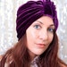 Turban in Plum Velvet - Women's Turban Headwrap - Full Turbans for ...