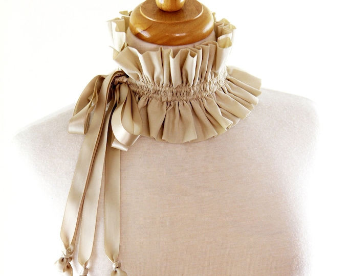 Cottagecore Victorian Collar in Champagne Beige Cotton Lawn - Edwardian ...