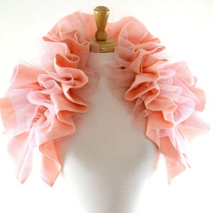 Peach Glitter Tulle and Gauze Collar - Convertible Neck Ruff, Statement ...