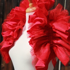 Valentine's Day Red Glitter Tulle and Gauze Collar - Convertible Neck ...