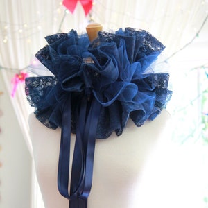 Navy Blue Lace Collar With Tulle - Gothic or Victorian Style Neckpiece ...