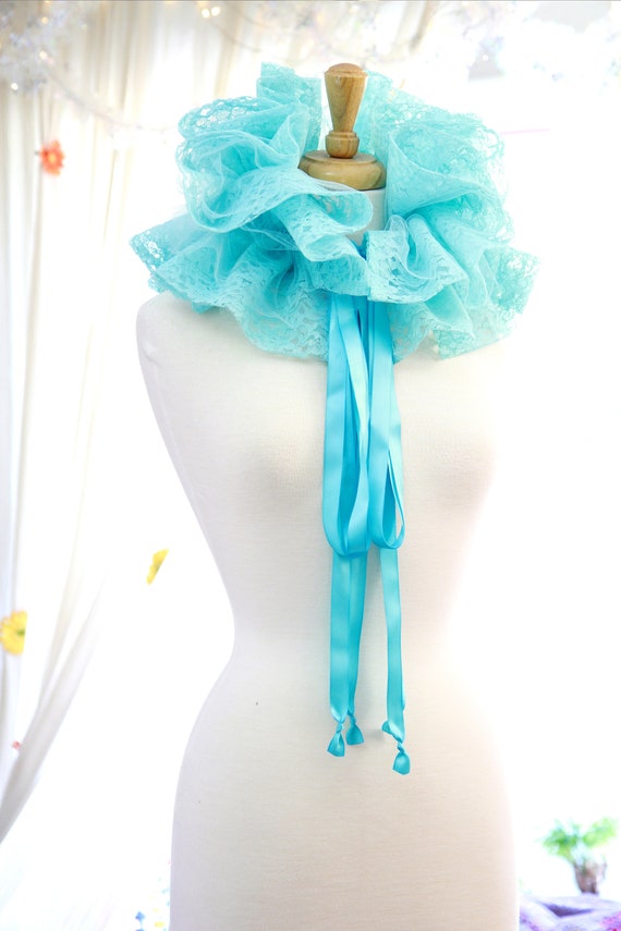Mint Lace Collar With Tulle Burlesque Costume Elizabethan - Etsy