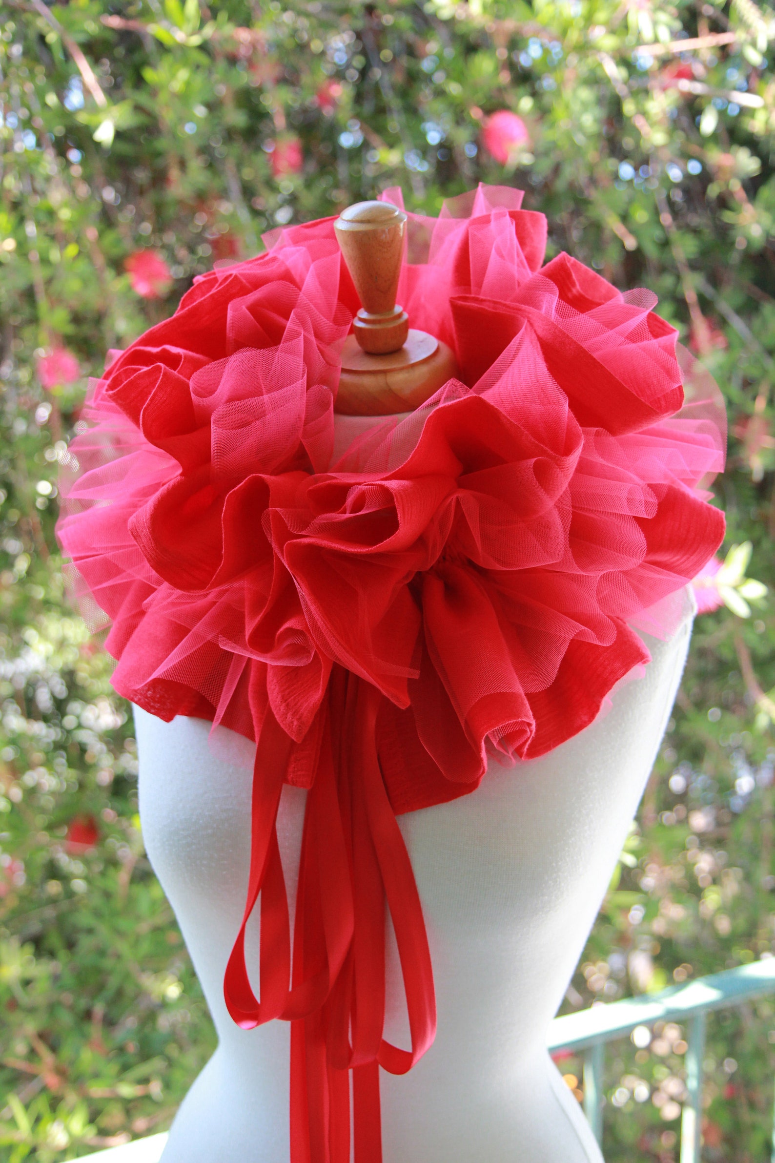 Red Gauze and Tulle Collar Convertible Neck Ruff Statement - Etsy