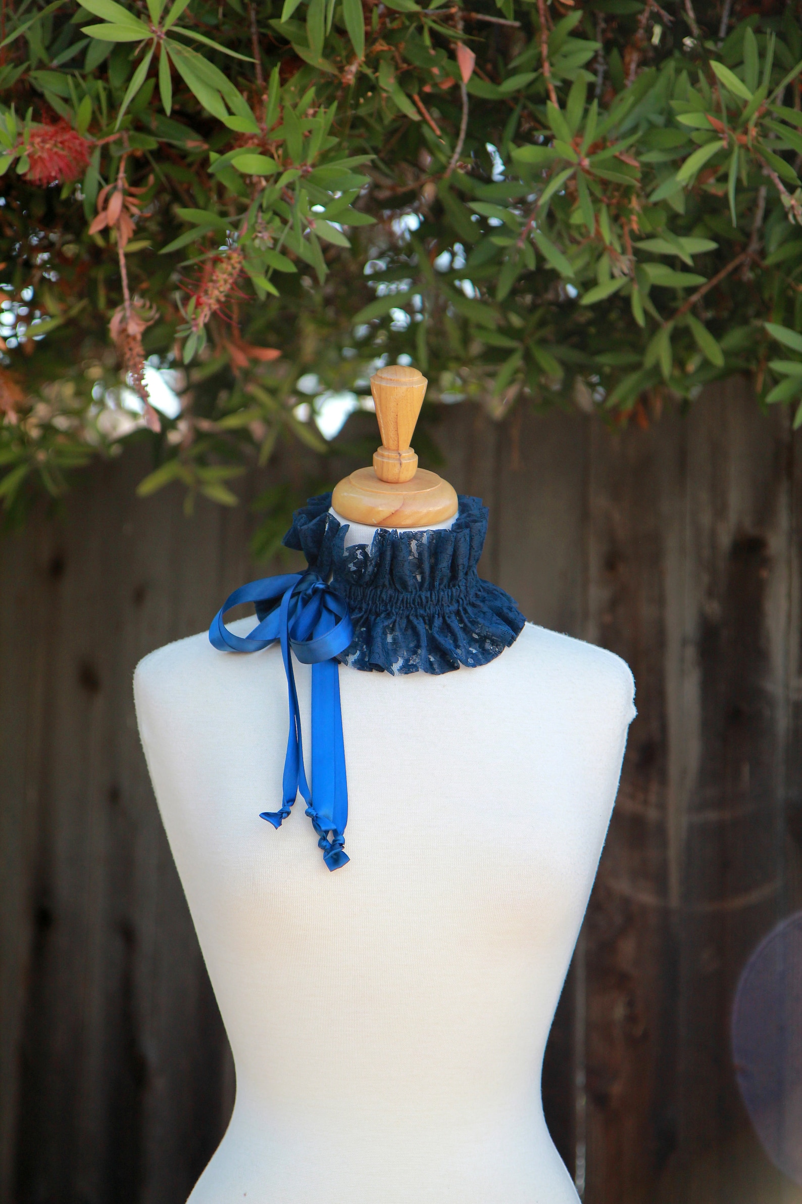 Navy Blue Lace Collar - Victorian Style Choker With Satin Ties - Gothic ...