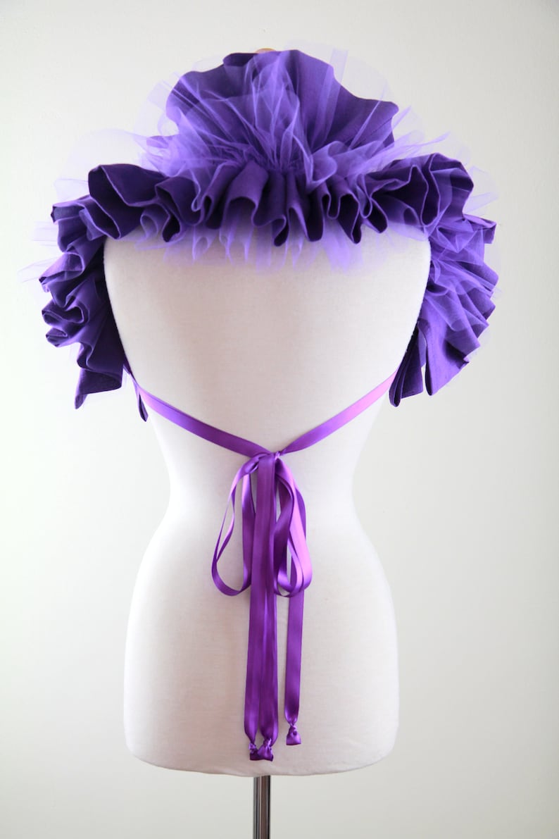 Purple Gauze and Tulle Collar - Convertible Neck Ruff, Statement Collar ...