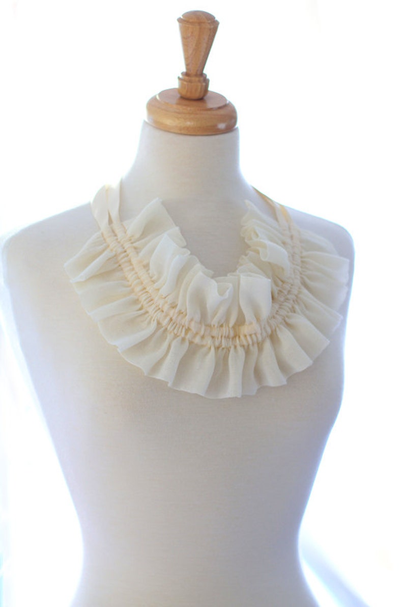 Victorian Fashion Collar - Women's Ruffled Choker in Ivory Handwoven ...