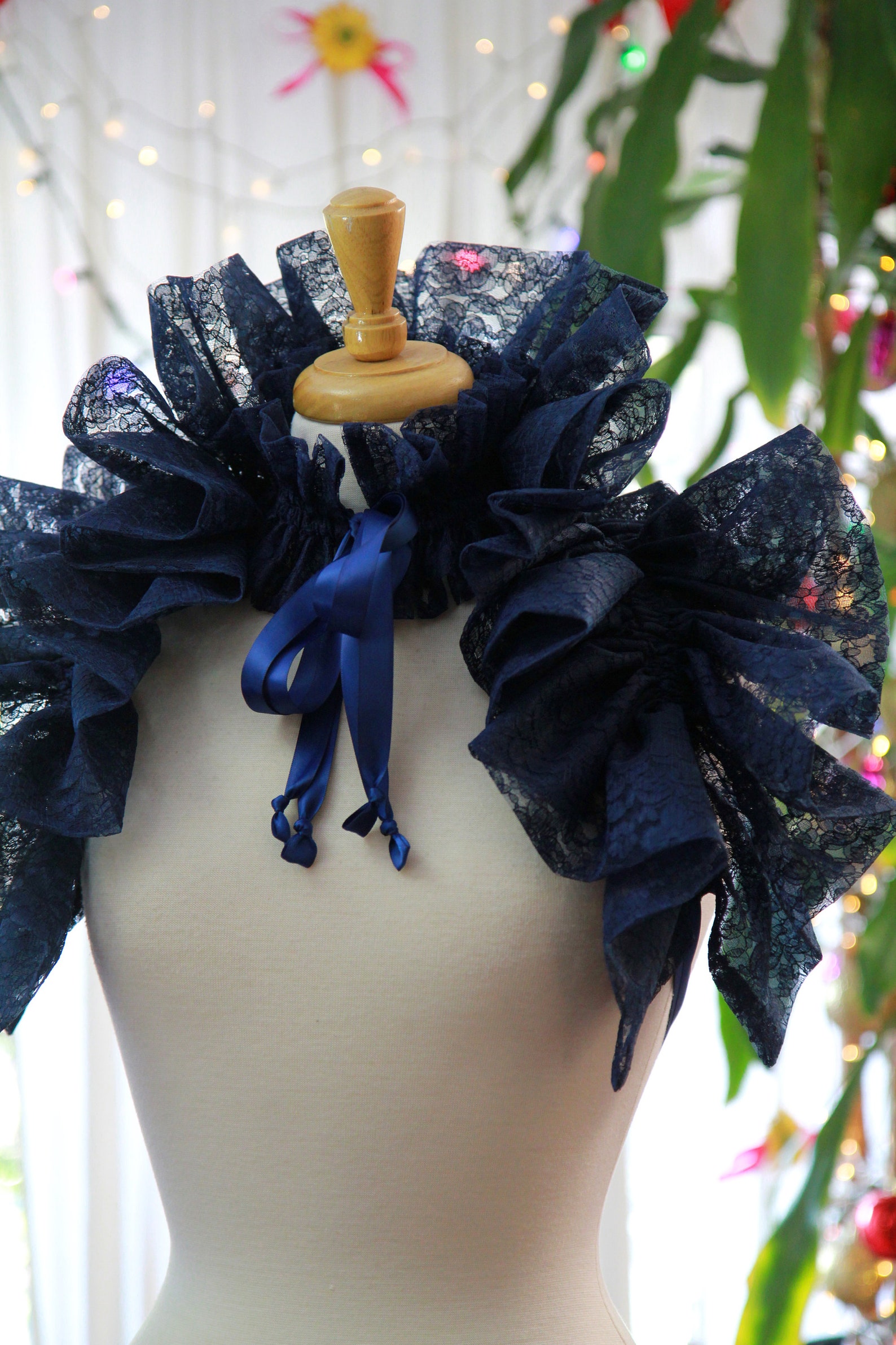 Victorian Navy Blue Lace Collar 2 Piece Set Including a - Etsy