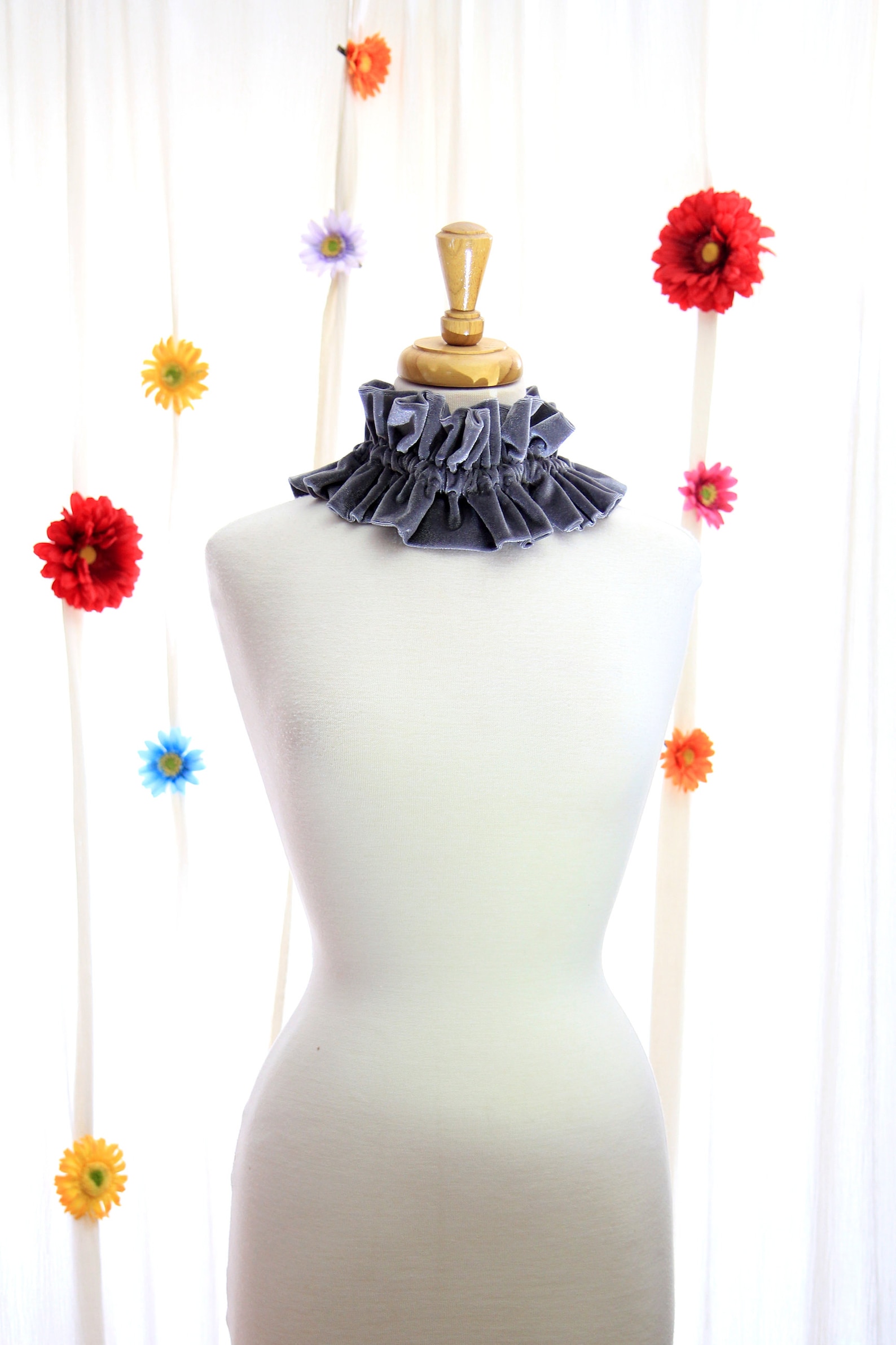 Grey Velvet Collar - Victorian Style Fashion Collars - Women's Neck ...