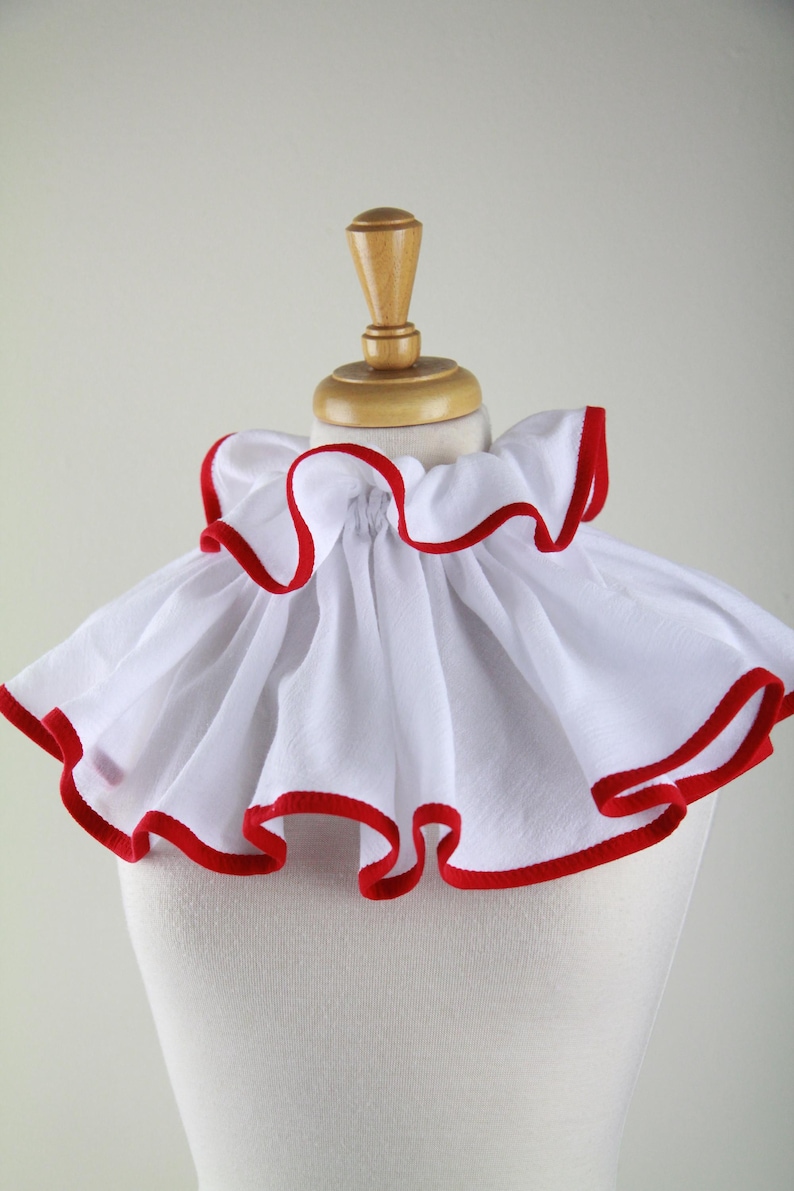 Clown Collar in White and Red Cotton Gauze - Circus and Cosplay Costume ...