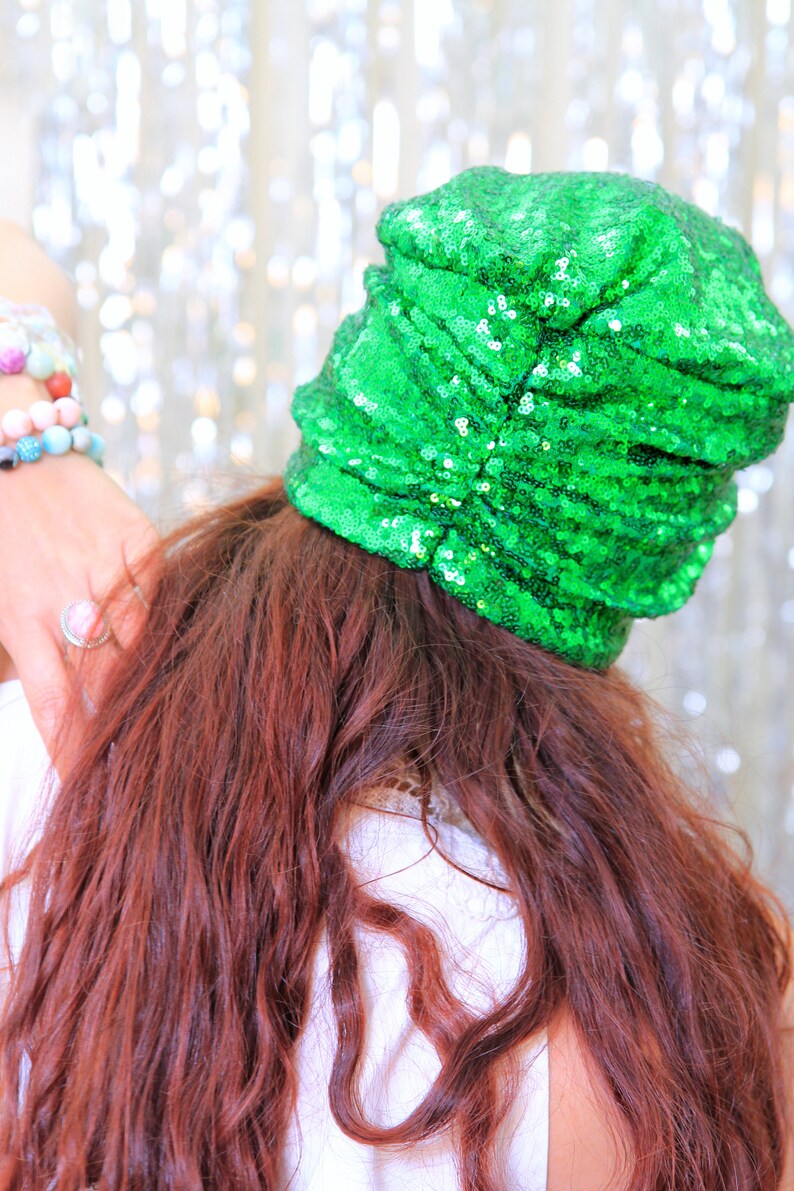 Green Sequin Turban - St. Patrick's Day Stye - Women's Hair Turbans ...