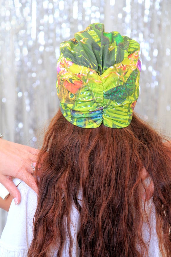 Turban Hat - Women's Organic Cotton Headwrap - Tropical Butterfly Print ...