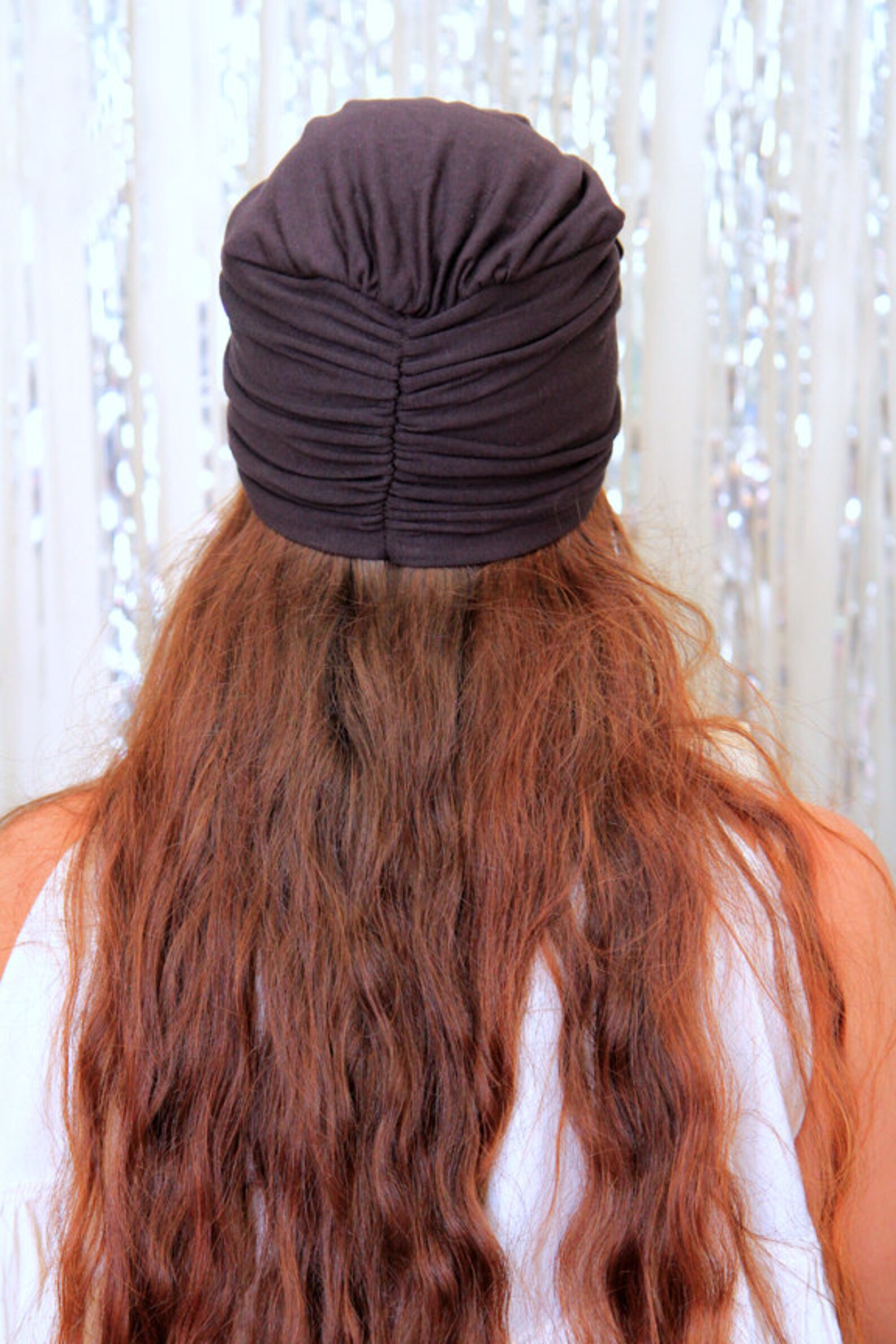 Turban With Bow - Chocolate Brown Hair Wrap in Jersey Knit - Women's ...
