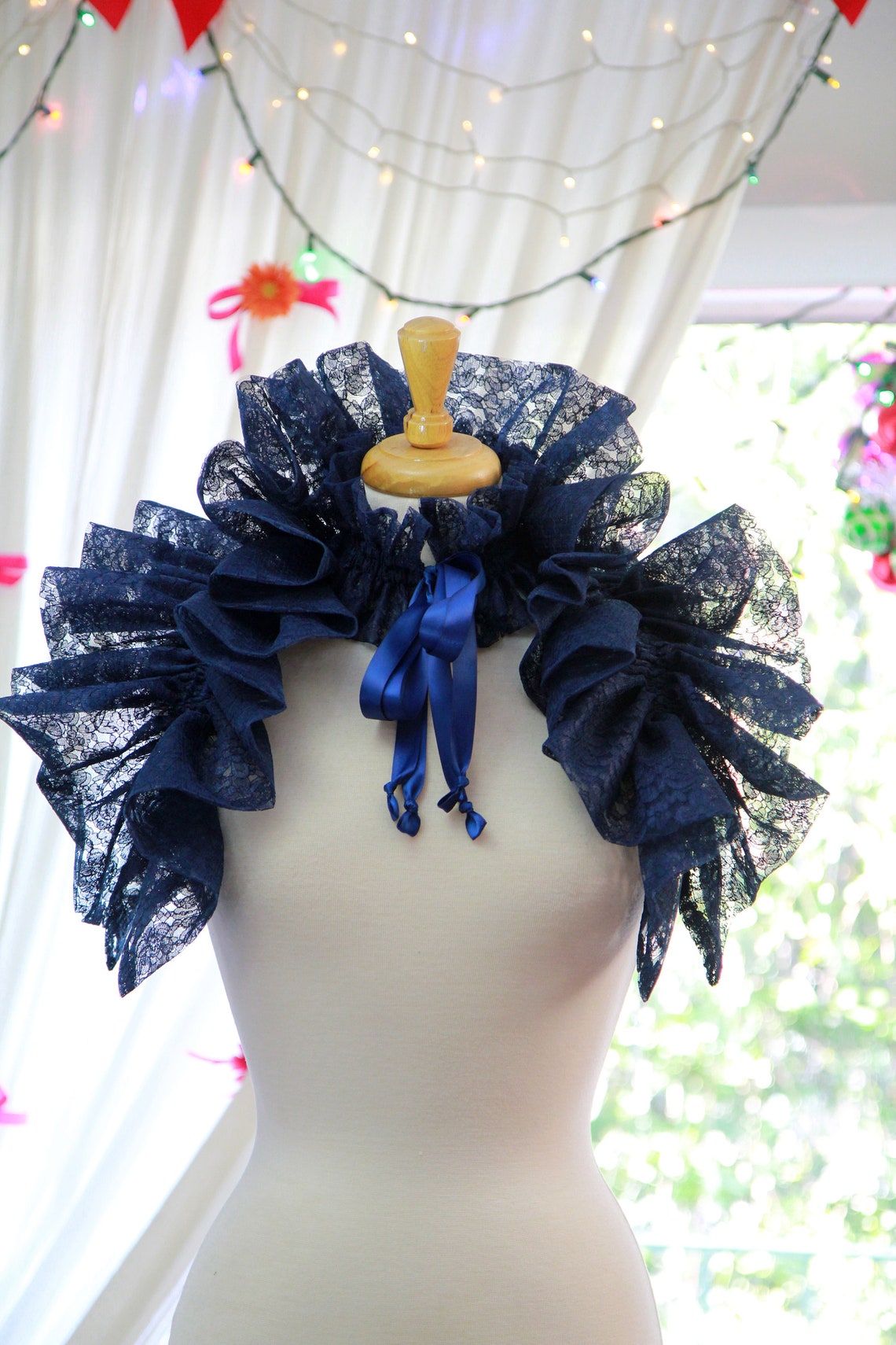 Victorian Navy Blue Lace Collar 2 Piece Set Including a | Etsy