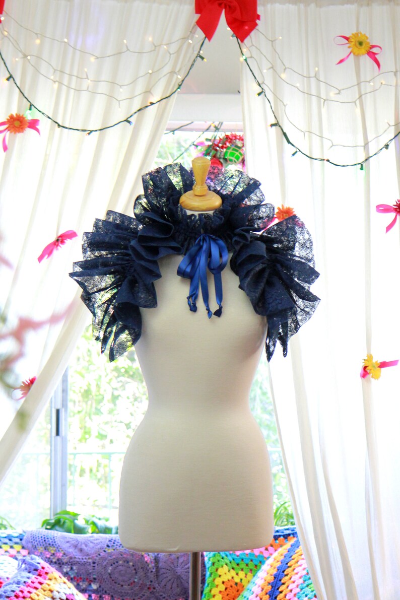 Victorian Navy Blue Lace Collar 2 Piece Set Including a | Etsy