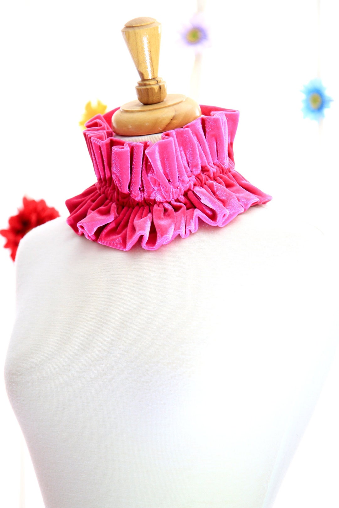 Hot Pink Velvet Collar - Women's Neck Ruff - Victorian Style Fashion ...