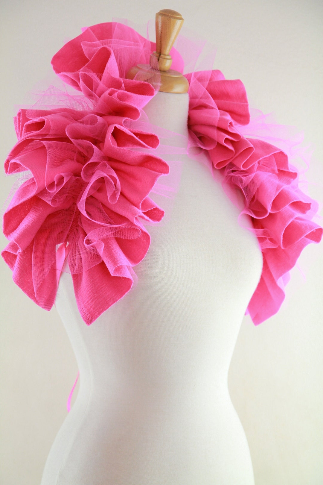Shoulder Shrug Collar in Fuchsia Cotton Gauze and Tulle - Convertible ...