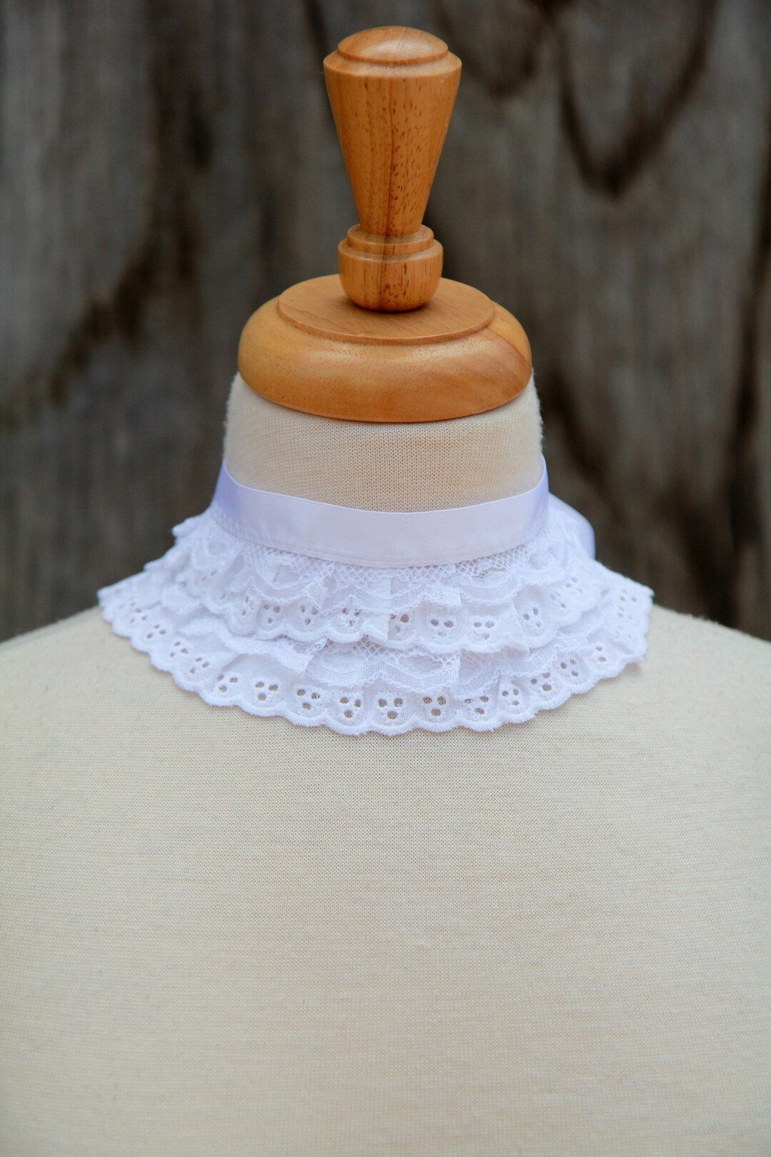 Milkmaid Choker Collar in White Eyelet Ruffles - Cottagecore Broderie ...