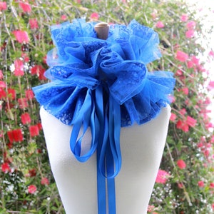 Royal Blue Neck Ruff Collar in Lace and Tulle - Steampunk, Cosplay, or ...