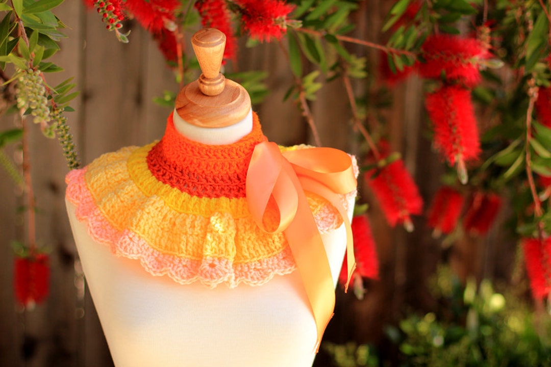 Nasturtium Neck Warmer - Orange Yellow Ombre - Fashion Collar - Etsy