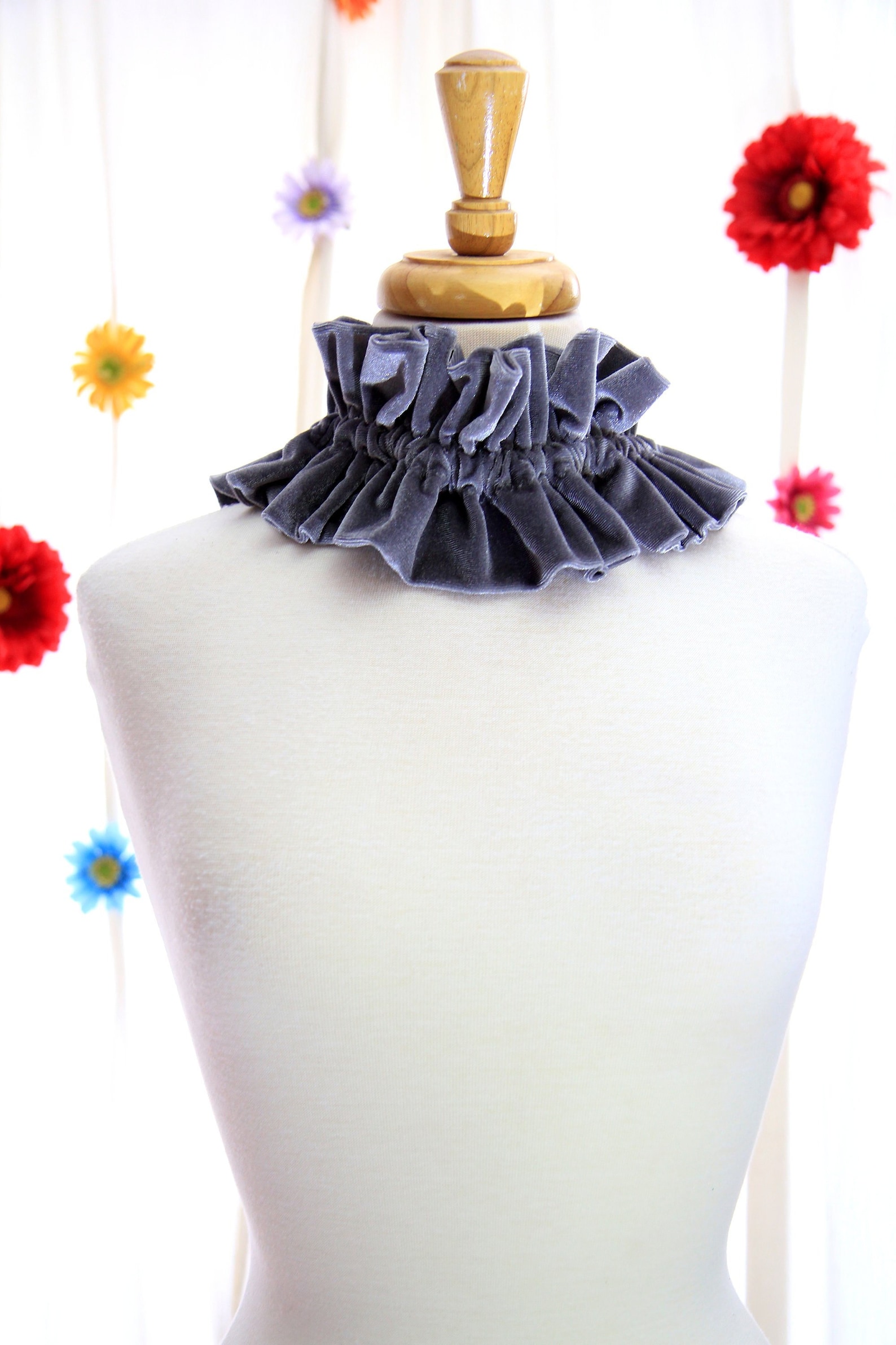 Grey Velvet Collar Victorian Style Fashion Collars | Etsy