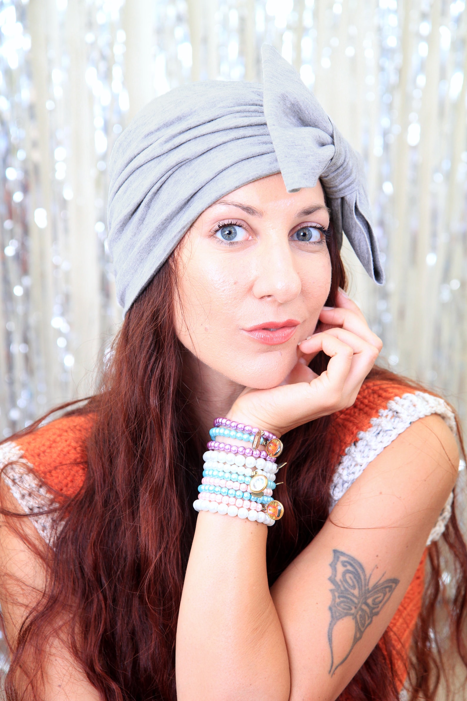 Women's Turban With Bow in Light Heather Grey - Bow Turbans for Women ...